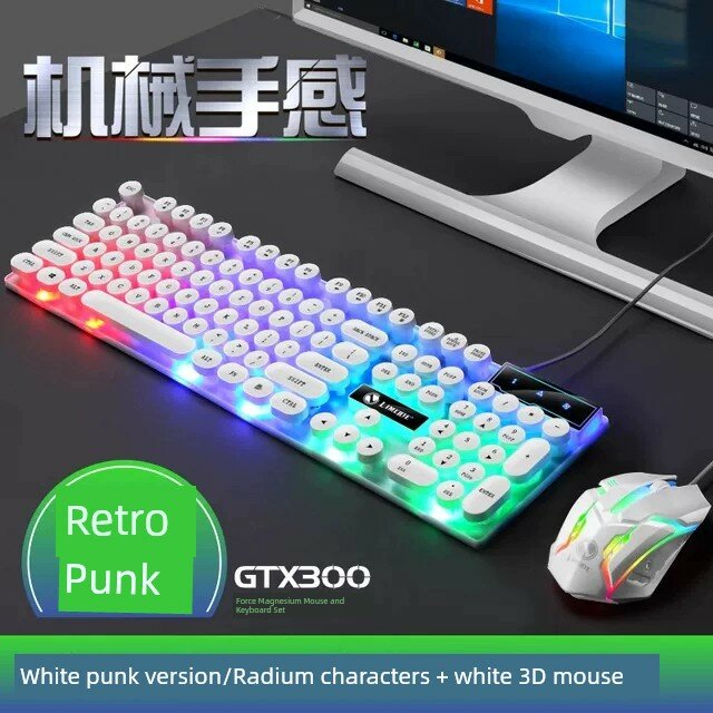 Комплект проводной клавиатуры и мыши, механический стиль, для киберспорта, офиса, ноутбука, настольного компьютера, в