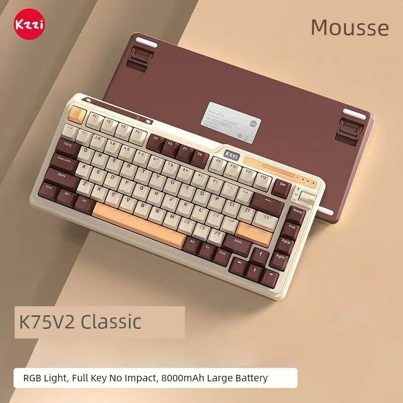 Механическая клавиатура Kezhi K75 Pro/V2, обновленная версия, беспроводная, Bluetooth, три режима подключения, для