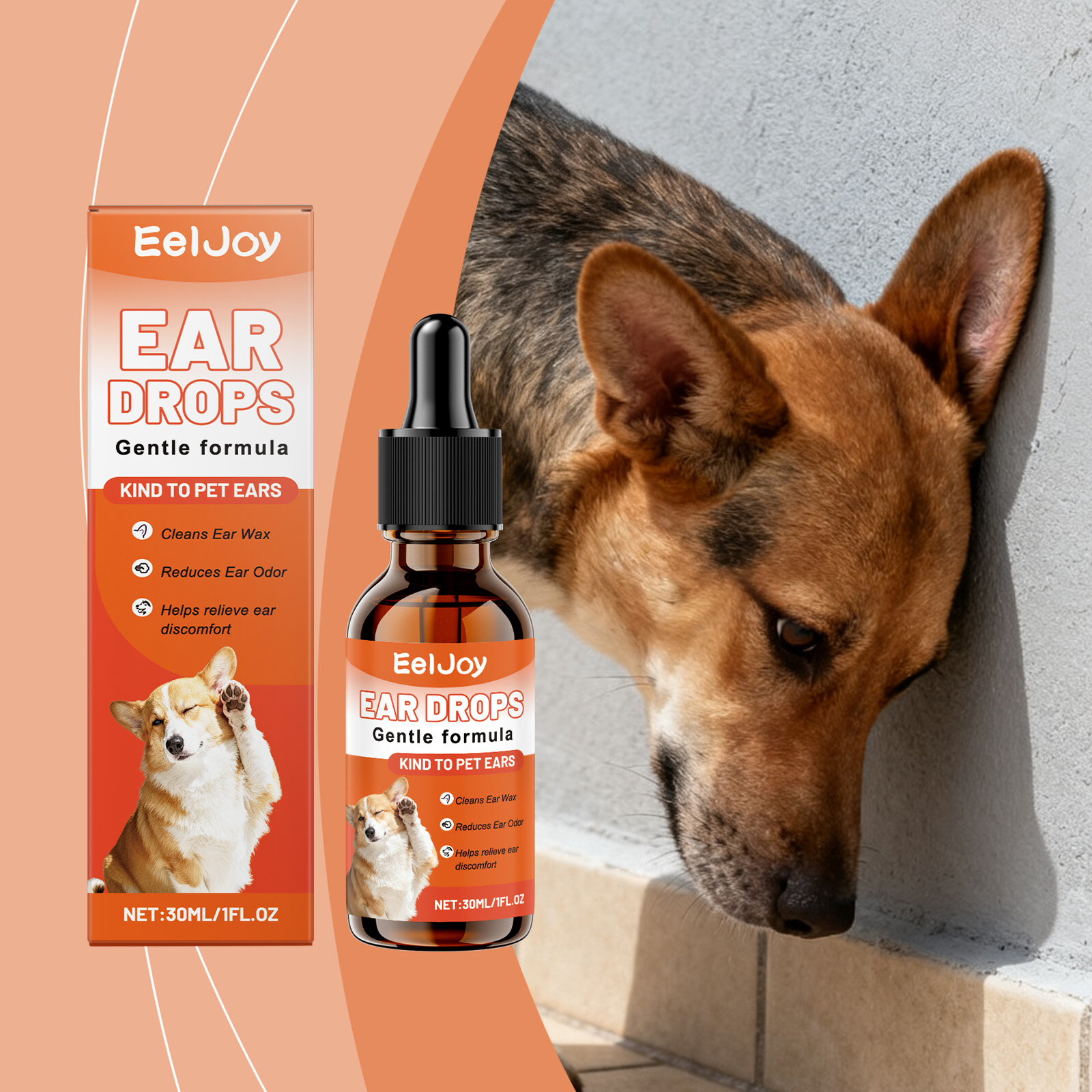 Капли для ушей собак, мягкая очистка ушной серы, уменьшение дискомфорта в ушах, снижение запаха, ежедневный уход