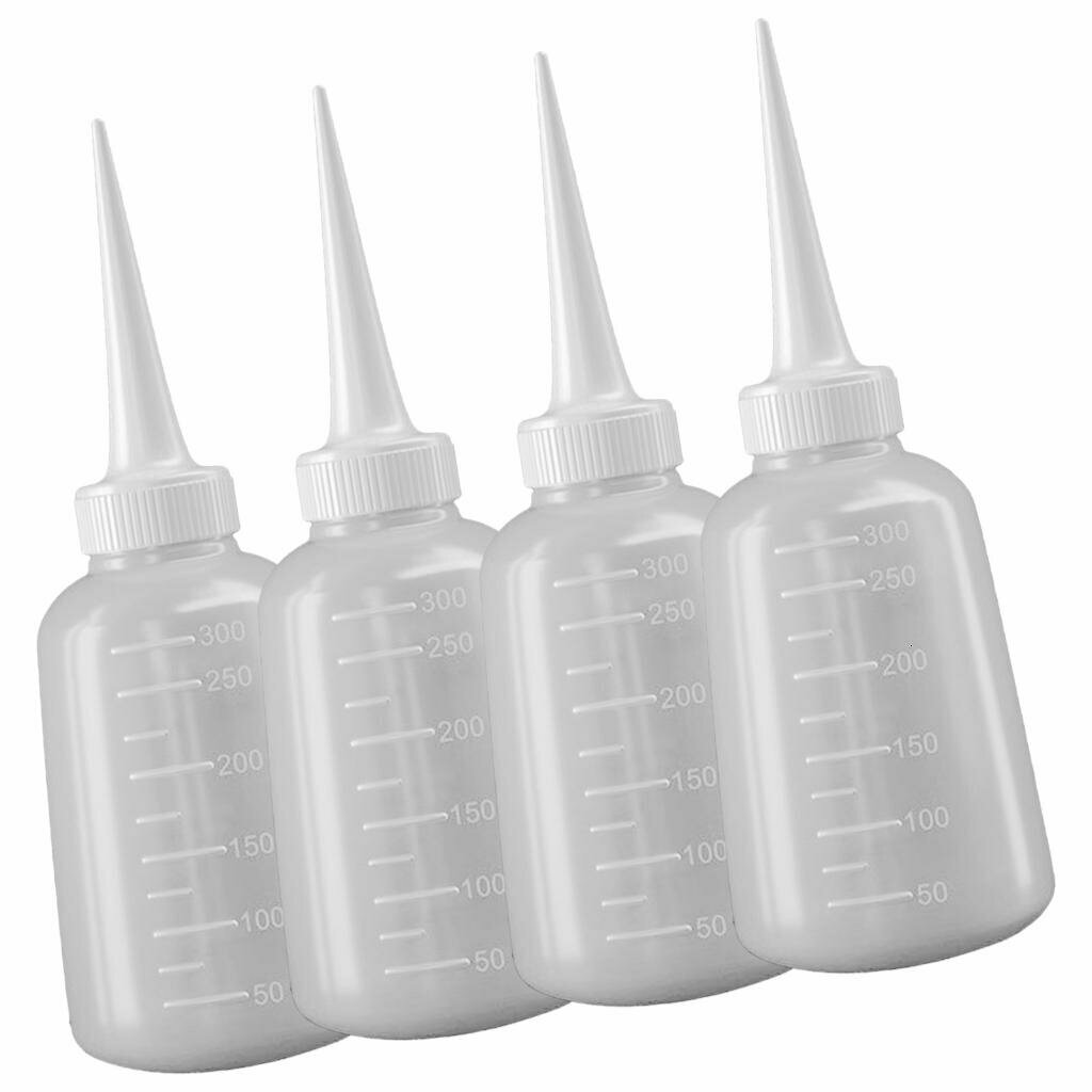 Упаковка из 4 сжимаемых бутылочек для клея, краски и растворителя, 300ml