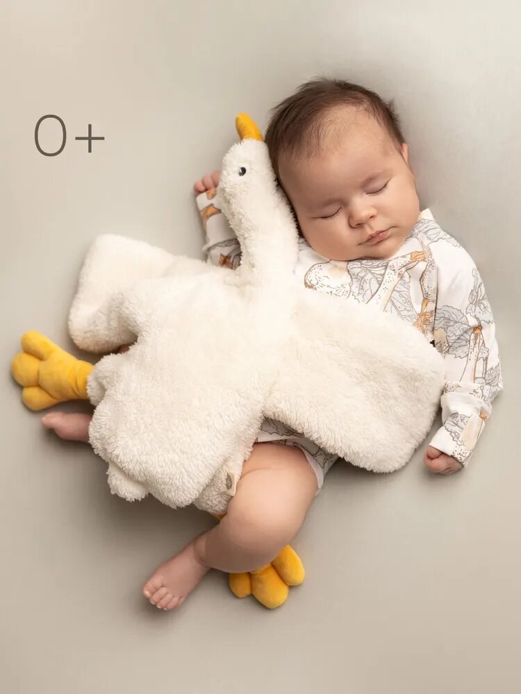330716, Мягкая игрушка гусь обнимусь от , плюшевый комфортер для новорожденных, для девочки и мальчика, с кармашками для грелки, белый