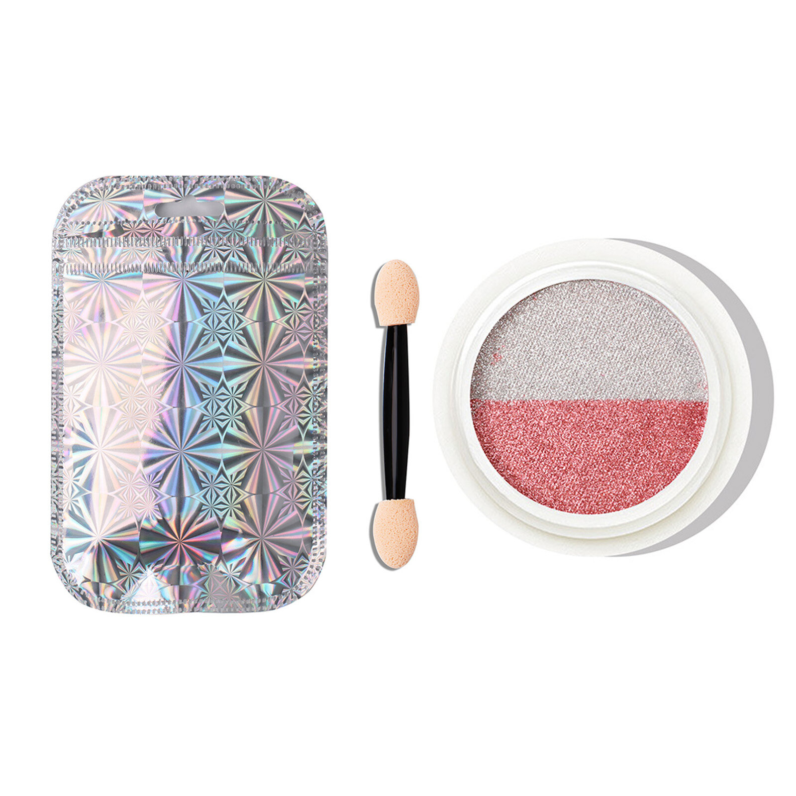 Пудра для ногтей Nail Mirror Glitter Powder 2-цветная, Pigment Chrome Flakes для ногтевого искусства, UV-гель, DIY-декор для ногтей, 01#, 02#, 03#, 04#, 05#, 06# (по выбору), упаковка 13*8.5*1см, вес 11г, в комплект входят 1 пудра, 1 кисть, 1 пакет