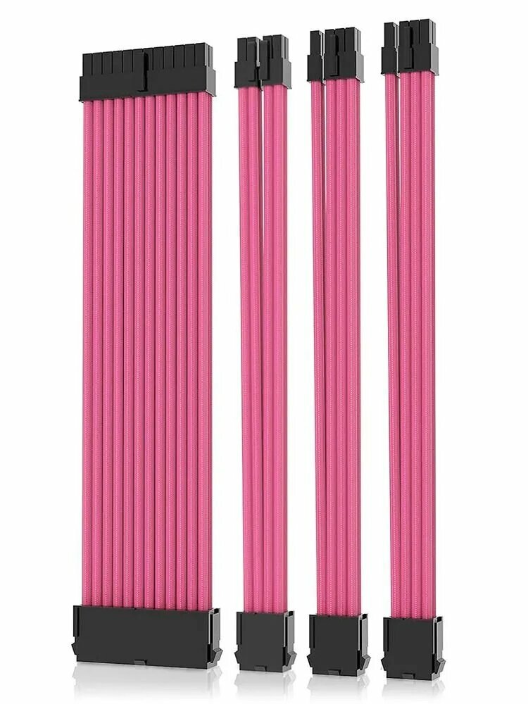 EBAICFI Удлинитель кабеля PCI-E 6+2-pin/PCI-E 8-pin, ATX 12V 8-pin, 0.3 м, розовый, черный