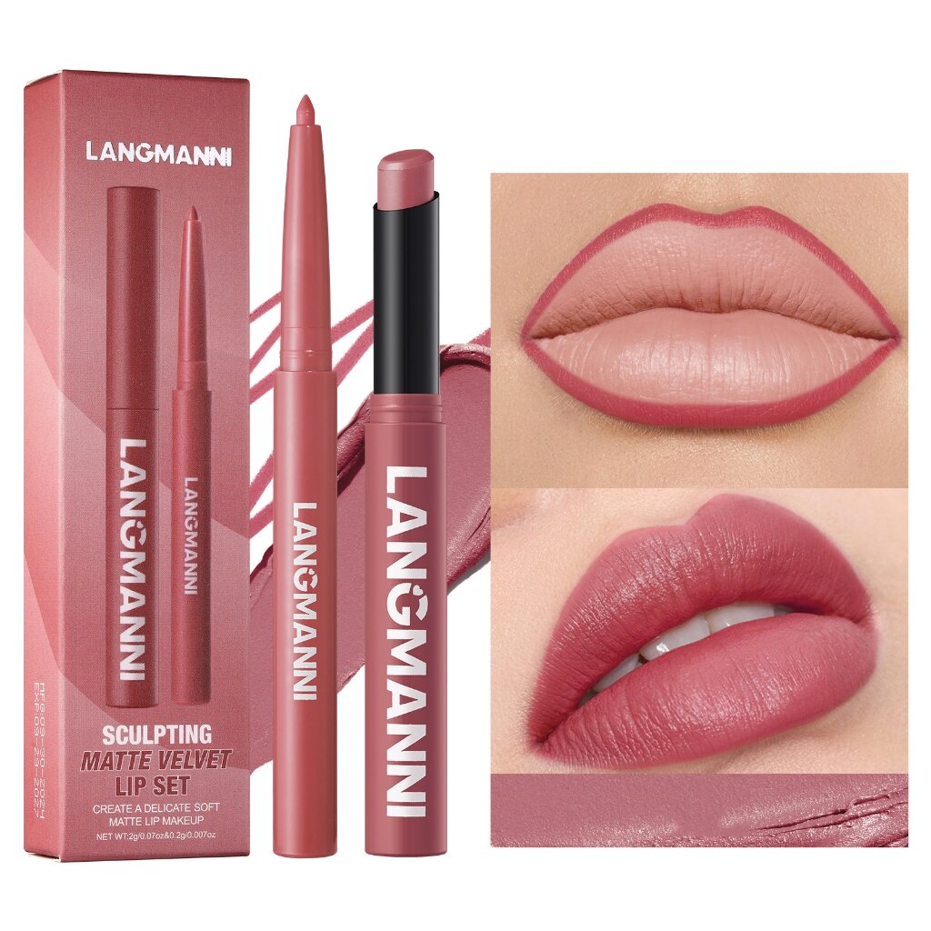 LANGMANNI набор двенадцатицветных косых губных помад для подводки губ комбинированный Матовый-07