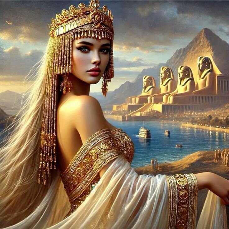 Алмазная живопись "египетская богиня", 5D, круглая, 40x50 см. Производитель: Brose Art.