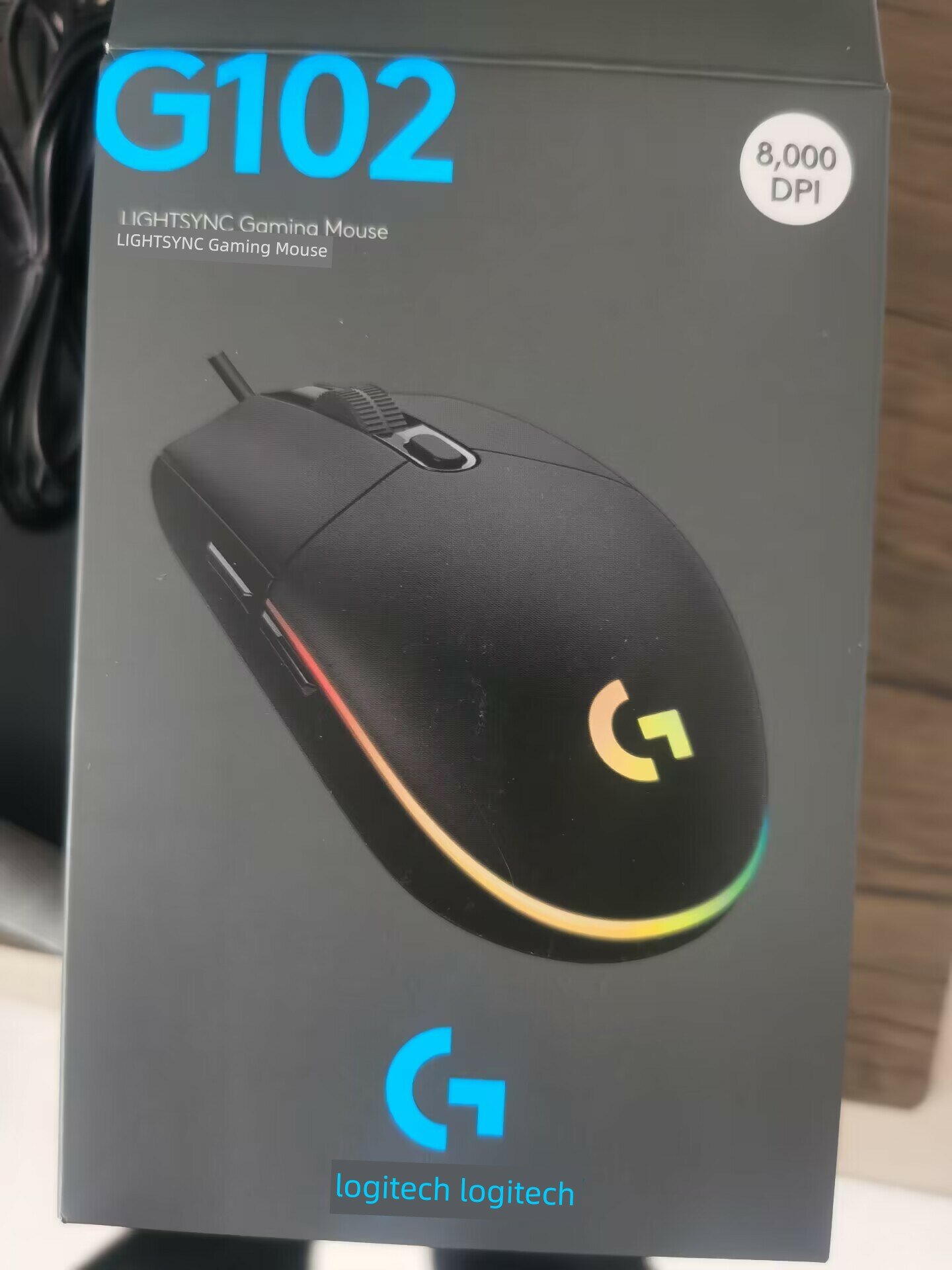 Игровая мышь Logitech G102 второго поколения, проводная, с аксессуарами, противоскользящими наклейками, динамической