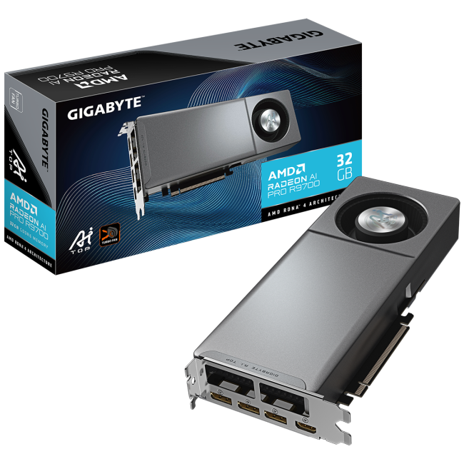 GIGABYTE Radeon AI PRO R9700 AI TOP 32G (Radeon AI PRO R9700) 32 Гб, GDDR6, 256 бит, PCI Express, 3xDP,1xHDMI