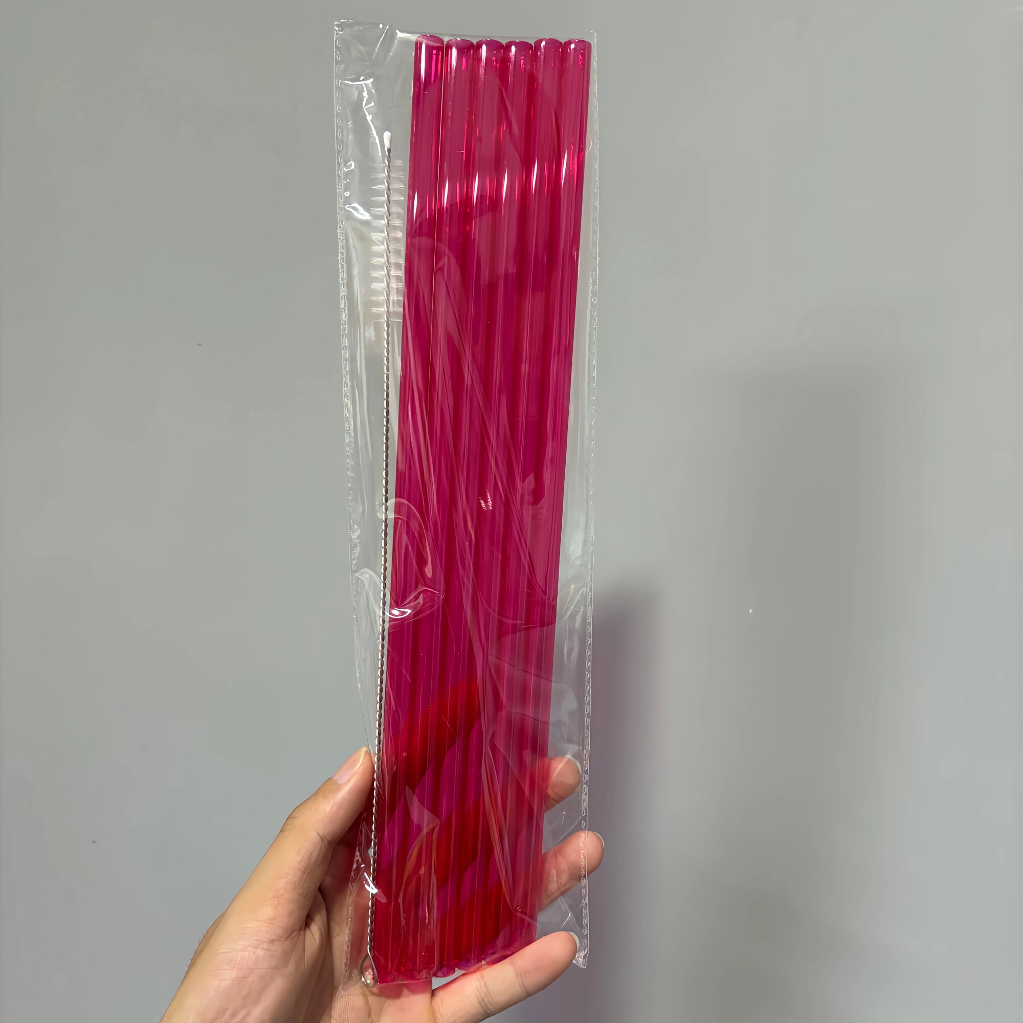Трубки многоразовые розовые, 6 шт, 40oz - Rose red