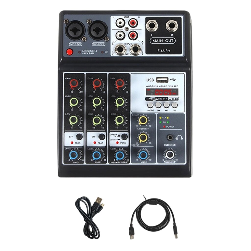 Портативный DJ Sound Mixer с 4-канальными Bluetooth-совместимыми USB-интерфейсами для Студийного использования