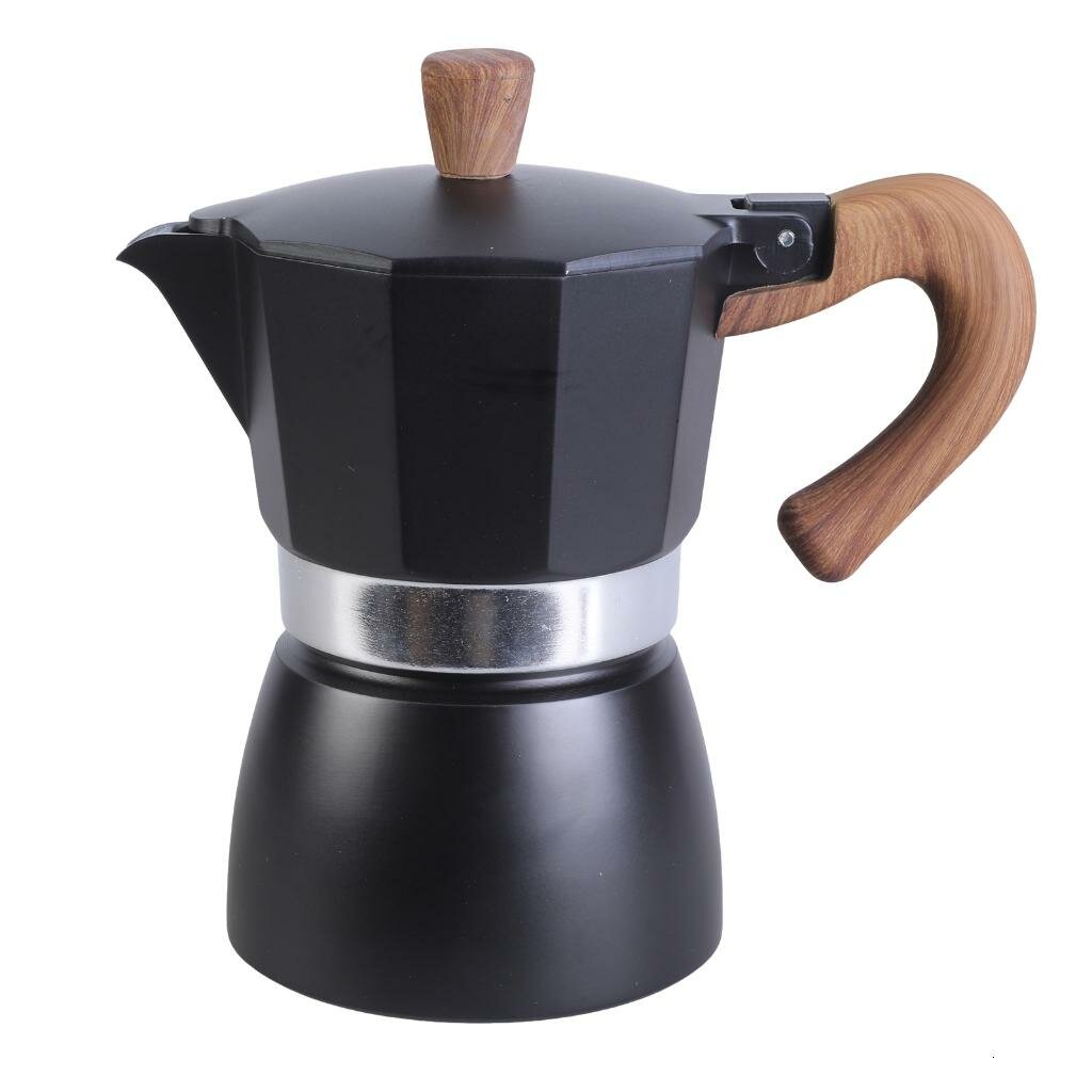 Кофейник эспрессо 150/300 мл с термостойкой ручкой, Черный - 150ml