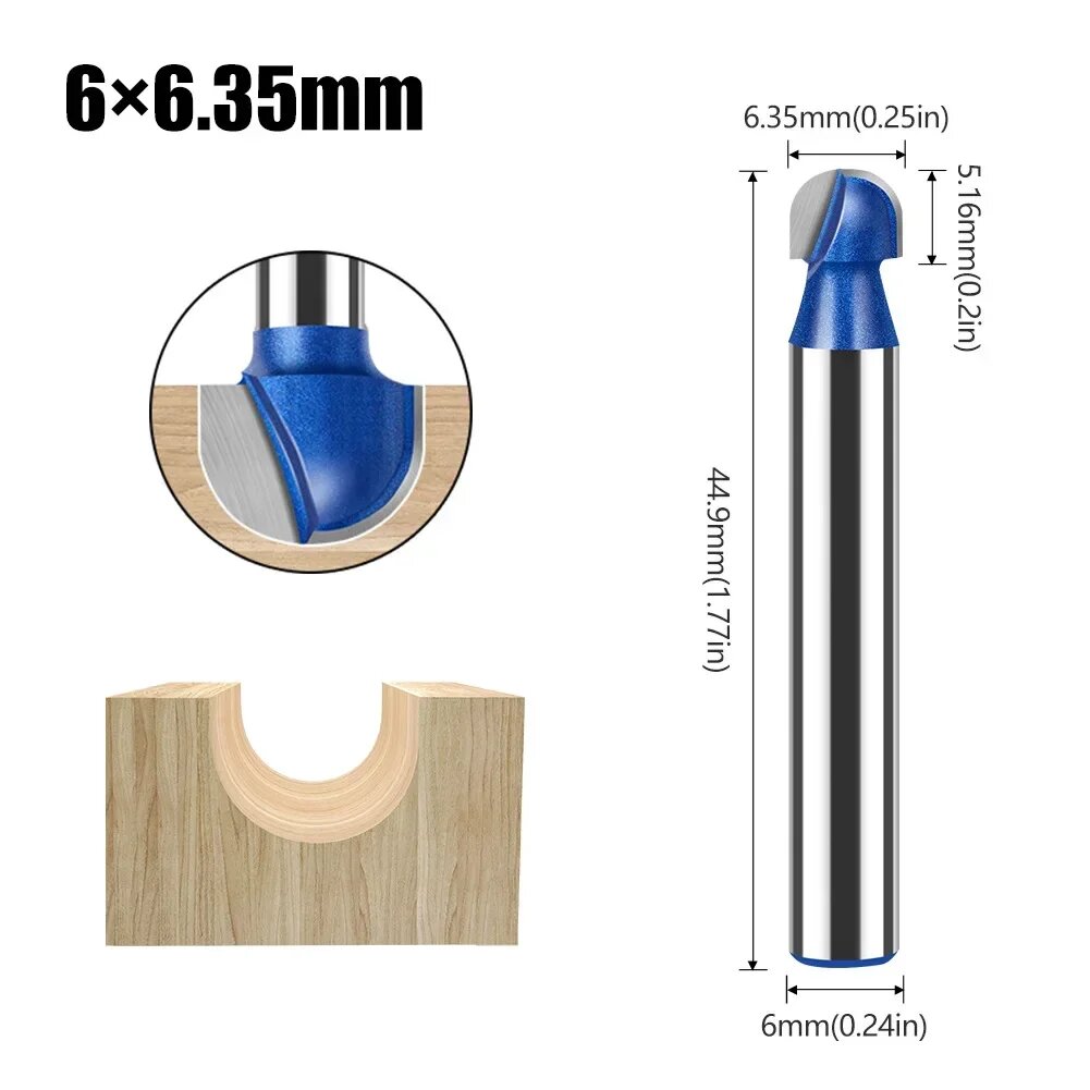 1 шт, 6 мм, фреза с хвостовиком, резьба по дереву, фрезы с шариковым носом, фреза, круглая 01