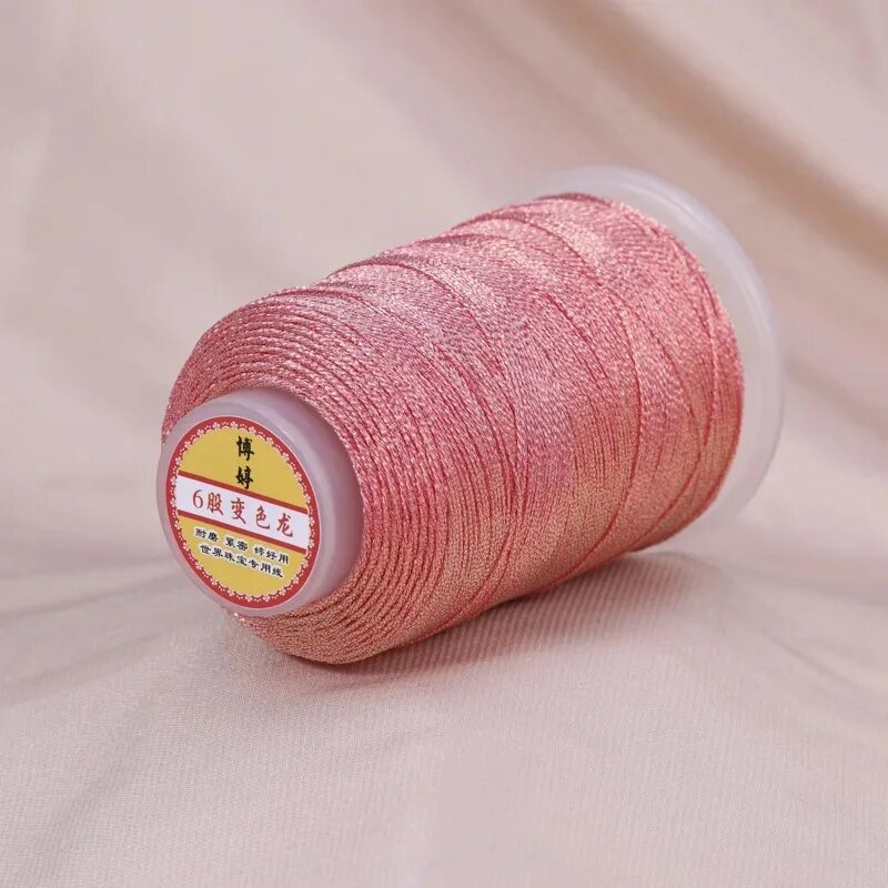 Градиентная металлическая нить Asmoothread 0,4 мм 230 м для рукоделия Розовый, Color 06