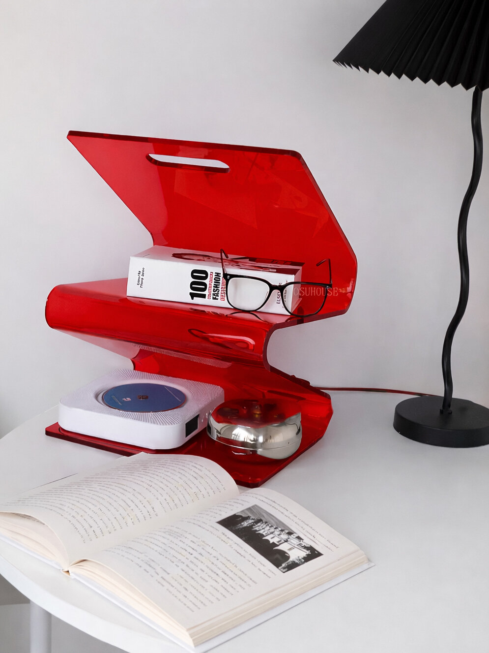 Акриловая подставка Wrangler, красная, для книг и журналов, прозрачная из оргстекла