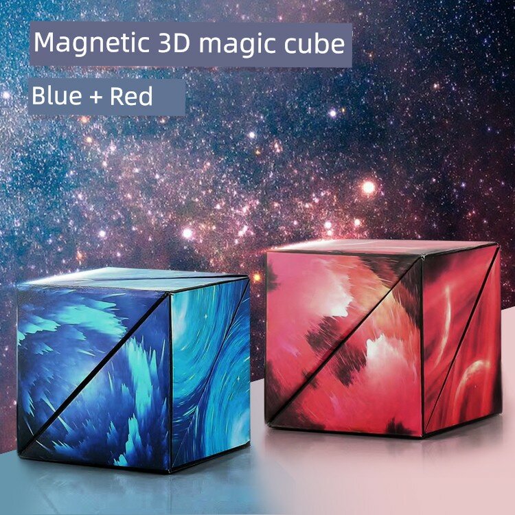 3D Геометрическая Магнитная Кубическая Головоломка - 2-Комплект в Синем и Красном для Детей