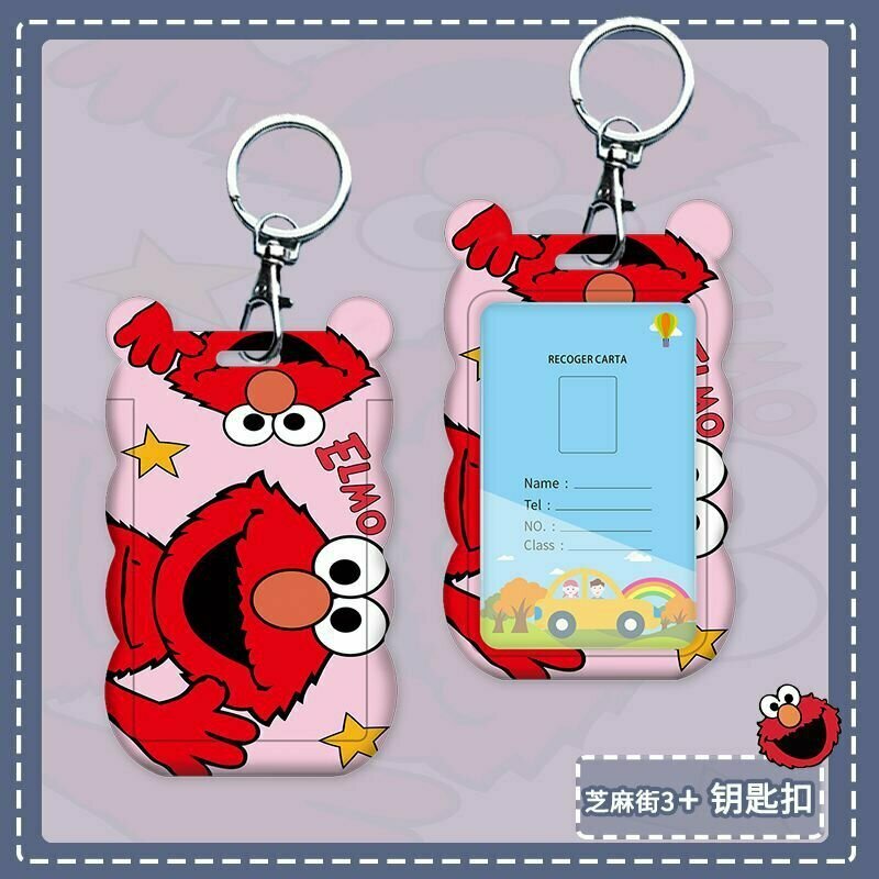 Держатель для карт с мультяшным Улицей Сезам, держатель для студенческого удостоверения, держатель для карт доступа в автобус и метро с шнурком для детского сада