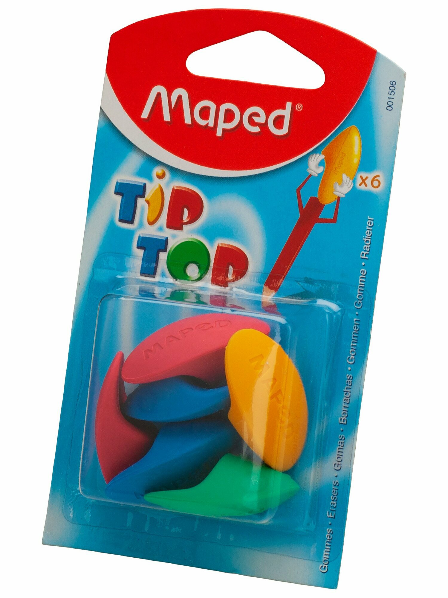 Tip Top набор стирательных резинок-насадок MAPED, 6 шт, ассорти, MP 001506 0
