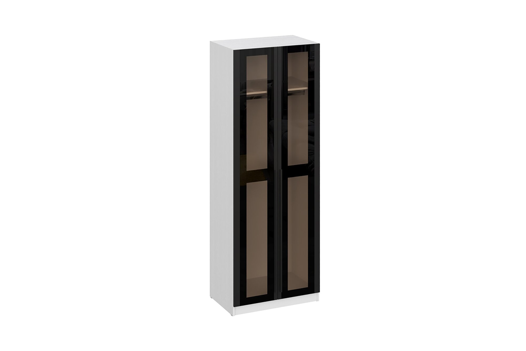 Шкаф для одежды Нонтон Берген, 80x52x220 см, 1 штанга и 1 полка, белое дерево / стекло