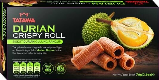 Трубочки Tatawa "Дуриан", с дурианом, 76 г, картонная упаковка
