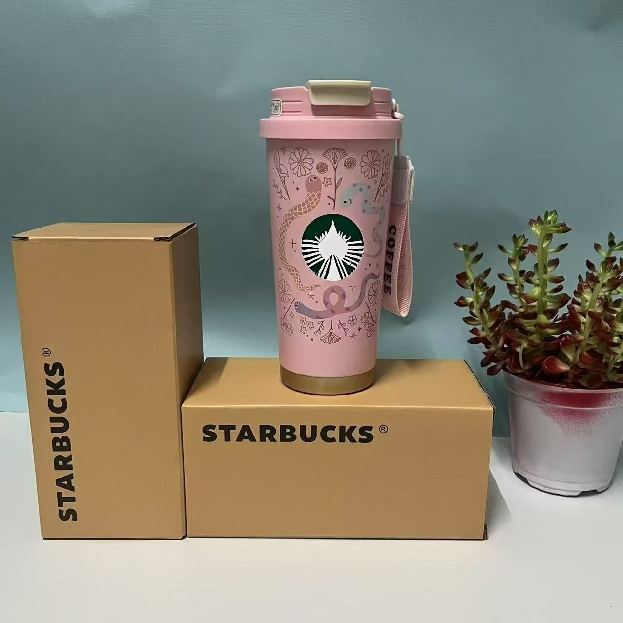 Starbucks Термокружка розовая богиня, 350-500 мл