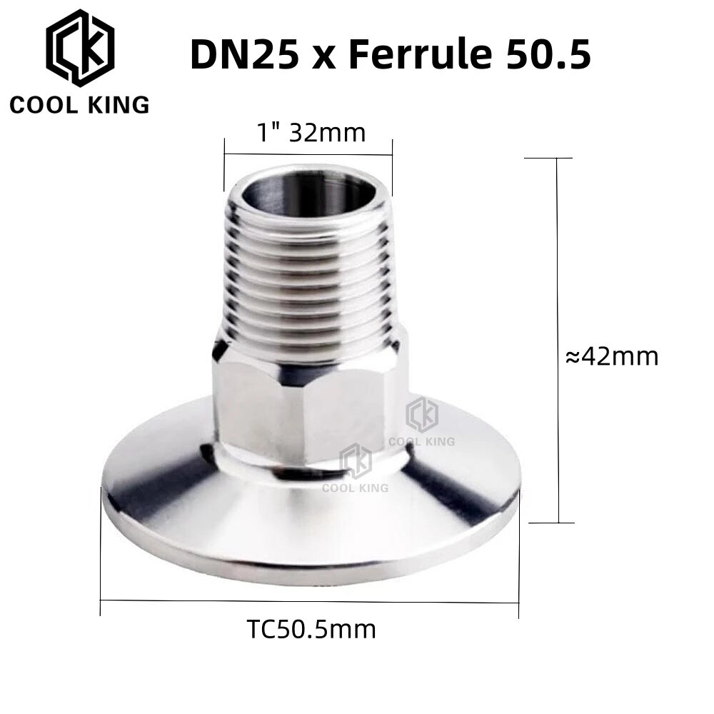 Фитинг CLOC KING DN25 x Ferrule 50.5 из нержавеющей стали 304