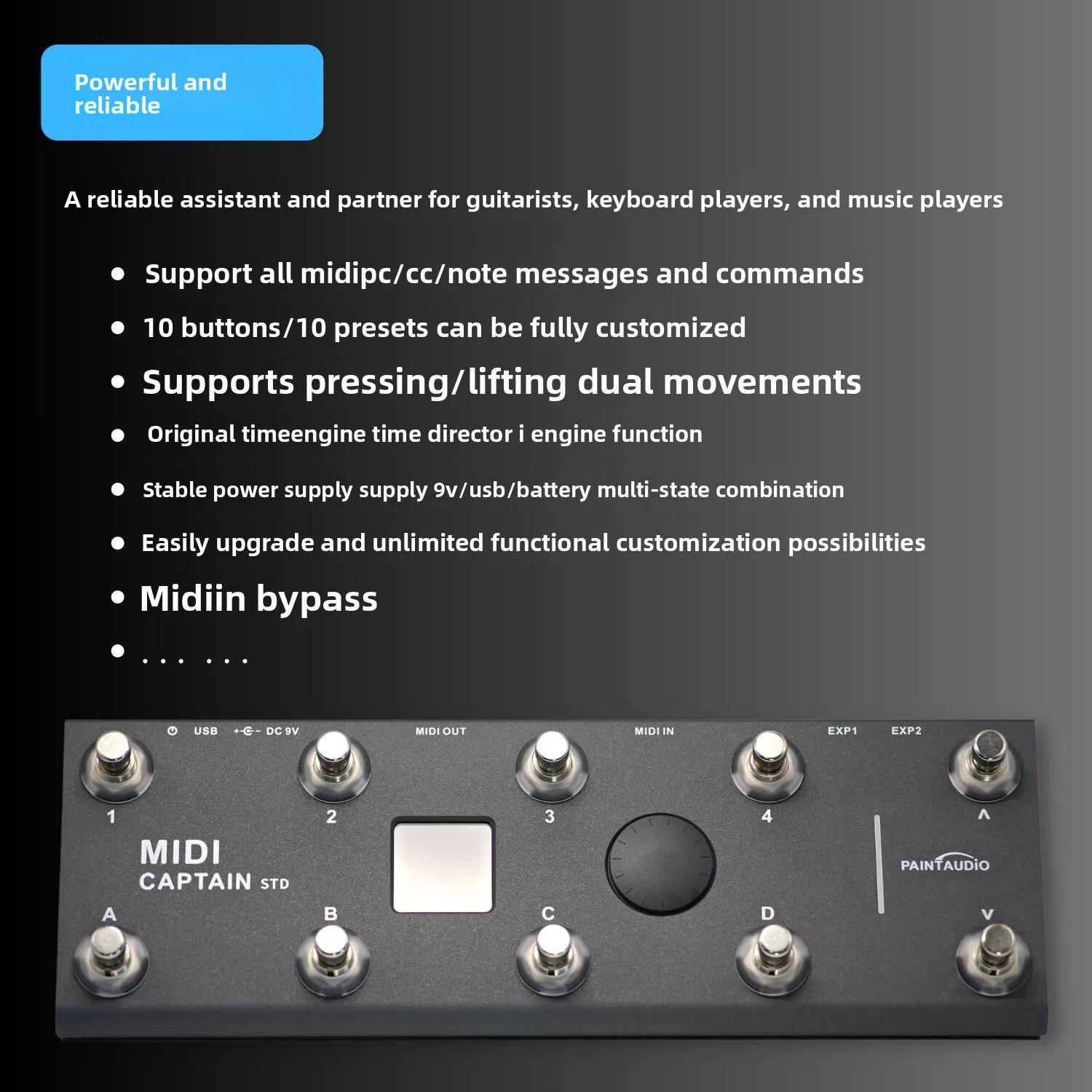 Midi Captain Std MIDI контроллер Черный, Midi dual pedals — фото 1