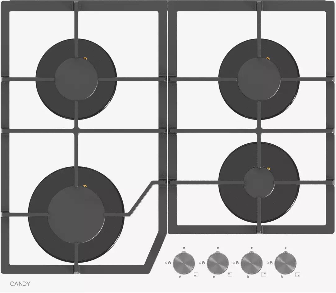 Газовая варочная поверхность Candy CHXG64CNW конфорок - 4 шт, решетки - чугун, закаленное стекло, электроподжиг