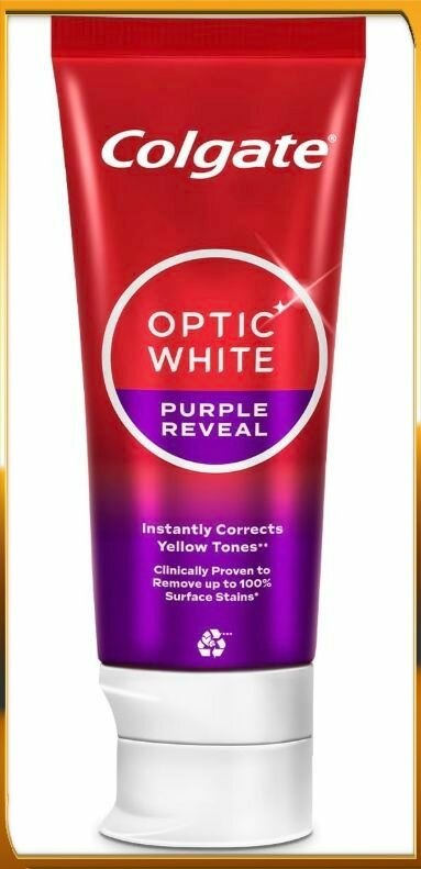 Зубная паста Colgate Visible White Purple фиолетовая для мгновенного отбеливания сияния улыбки и удаления пятен — фото 1