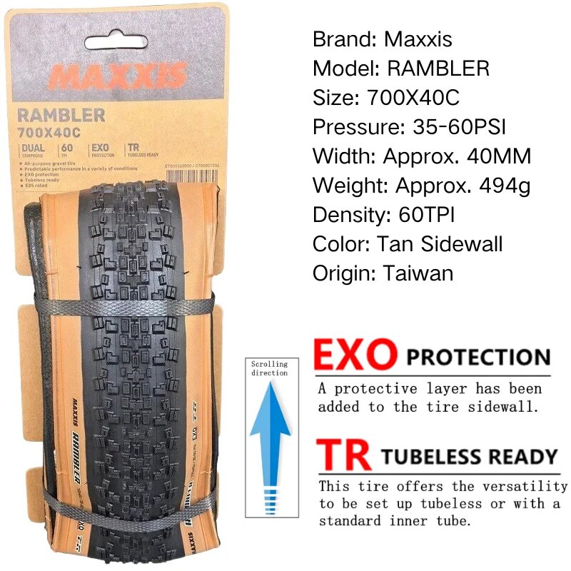 MAXXIS RAMBLER 700x40C Tan Sidewall EXO TR