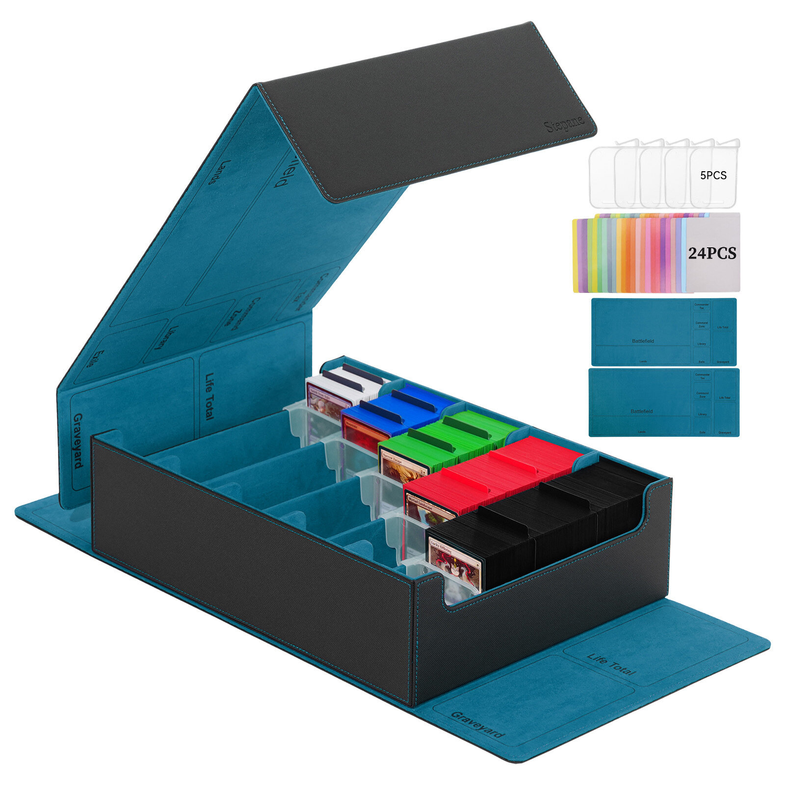 Коробка для хранения карт настольной игры, большая емкость 3800+ карт, коробка для карт PU, коробка для карт Game King Tarot с магнитной открывающейся крышкой