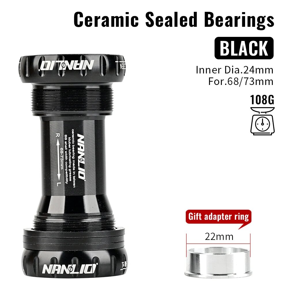 ZTTO Керамический подшипник каретки BSA 68/73 мм для горных велосипедов Черный, BK Ceramic Sealed