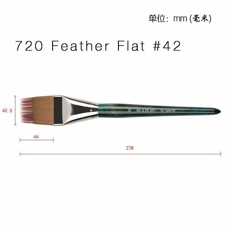 Нейлоновые щетинки, имитирующие перья, двухслойная плоская мягкая кисть для гуаши, акварели и традиционной китайской живописи, натуральная текстура 720F.
