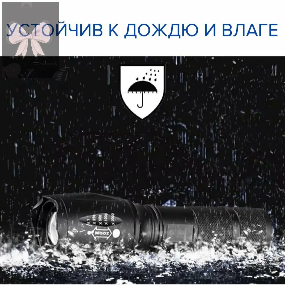 Ручной фонарь, светодиодный ручной фонарь с зумом и зарядкой Type-C для поездок и дома — фото 1