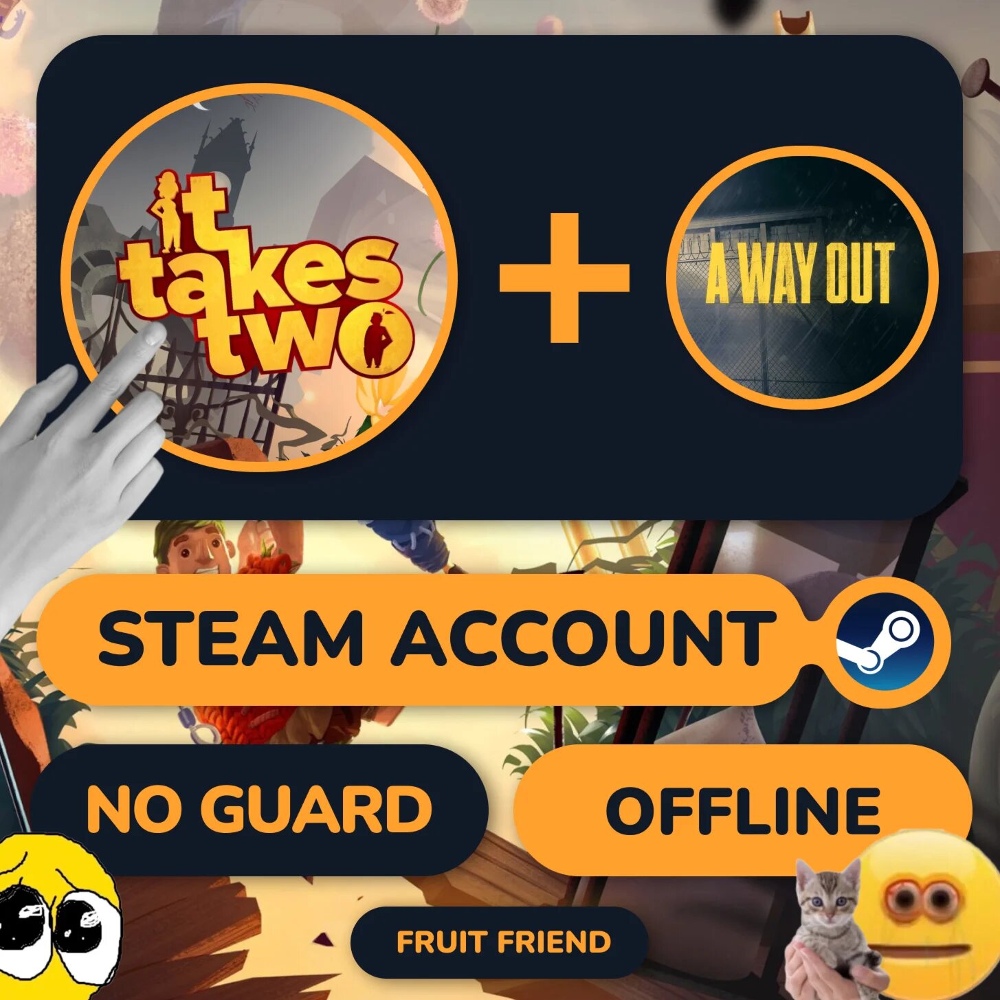 Оффлайн аккаунт Steam для ПК с играми It Takes Two и A Way Out