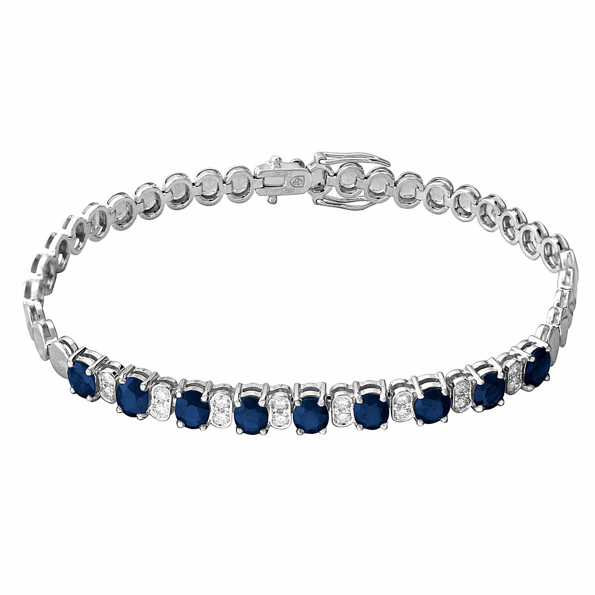 Браслет, золото, 585 проба, бриллиант, сапфир