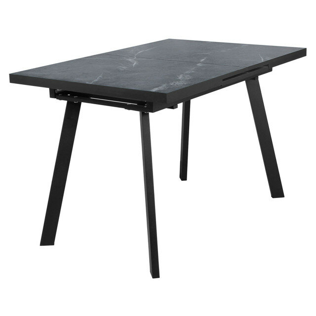 Стол раздвижной "кёльн", 1200/1600х800х770 мм, черный муар/мрамор анкара, HPL-пластик/металл