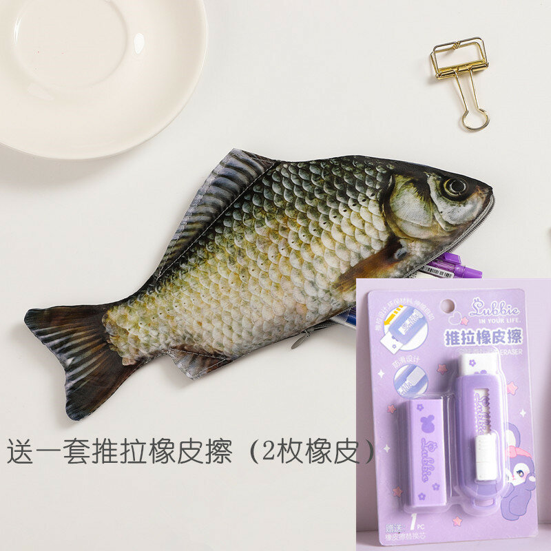 Креативный пенал с карасем, стиль TikTok, индивидуальность, необычный свежий морской рыбный пенал, корейская версия, пенал с соленой рыбой