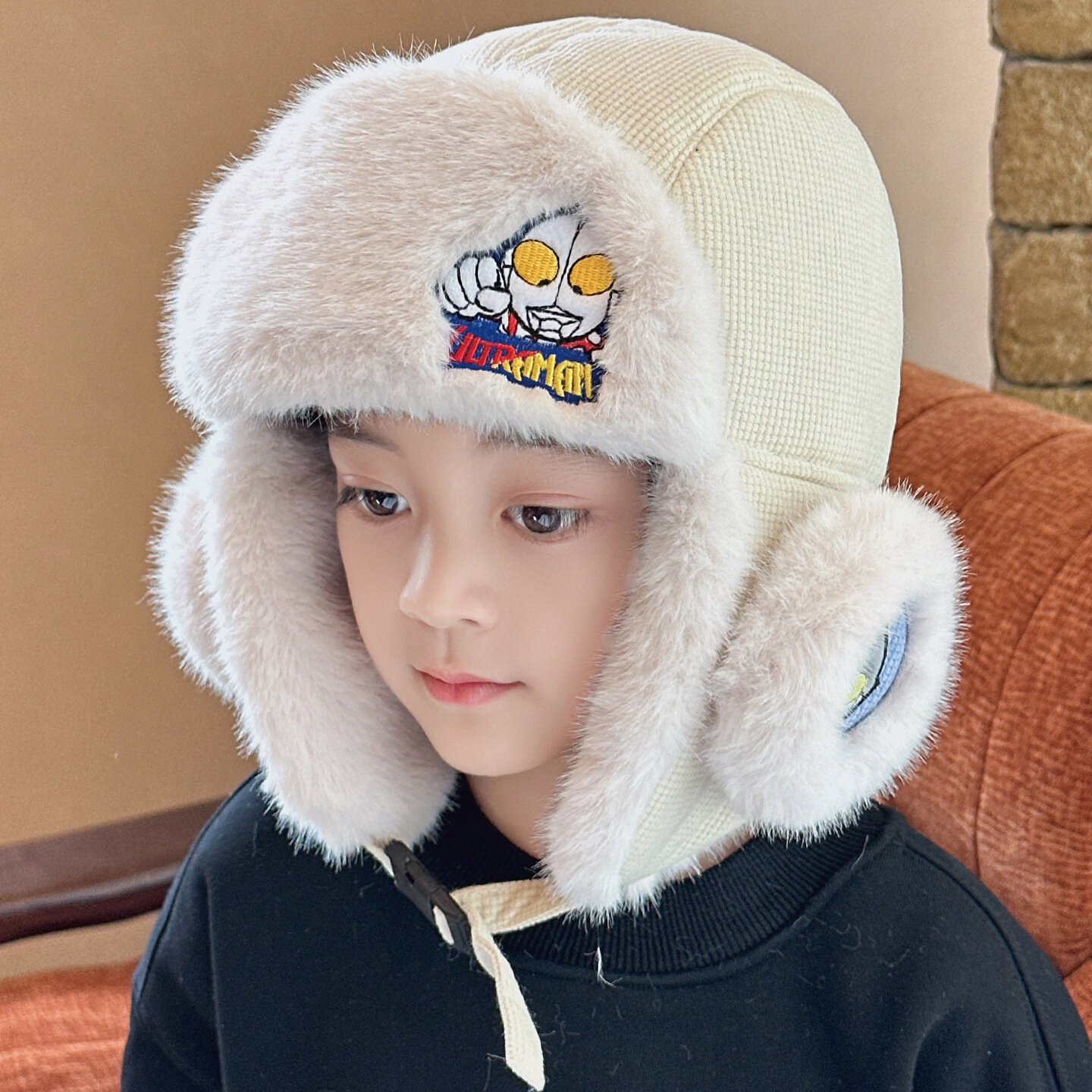 Детская шапка для мальчиков и девочек, стильная шапка Ультраман Лей Фэн, зимняя, с флисовой подкладкой, утолщенная, для велоспорта, лыж, ветрозащитная, теплая шапка