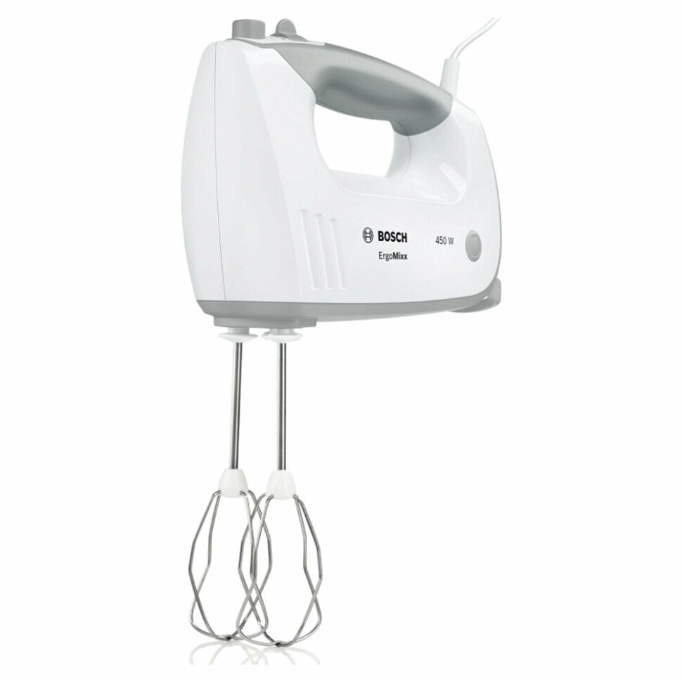 Миксер BOSCH MFQ 36480, 450 Вт, 5 скоростей, 6 насадок, стакан, белый, MFQ36480, 458583