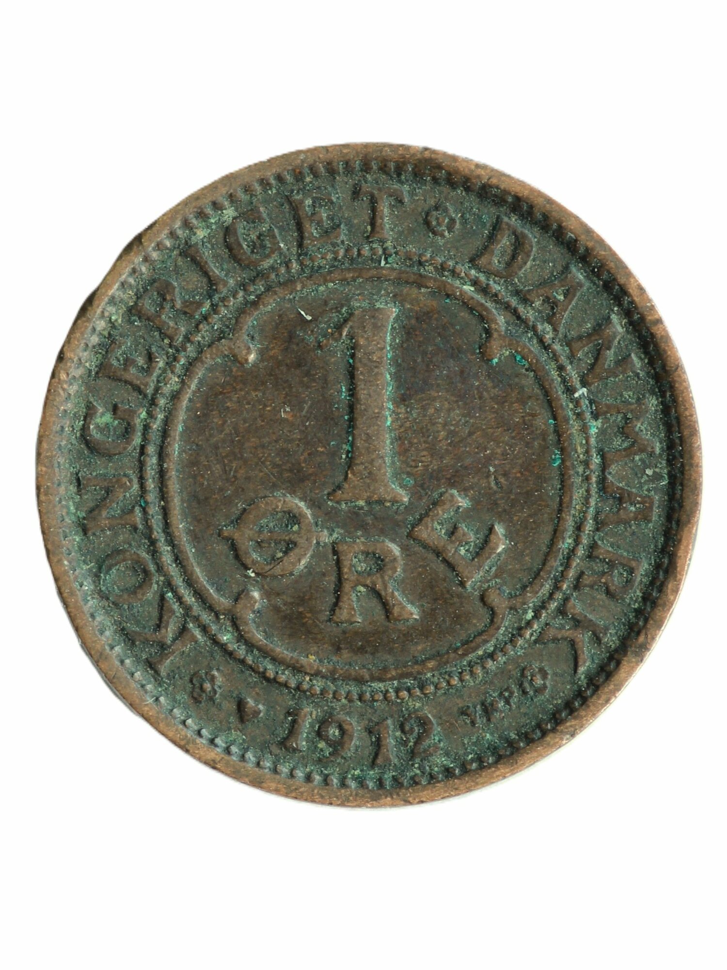 Подлинная монета Дания 1 эре 1912 год Фредерик VIII