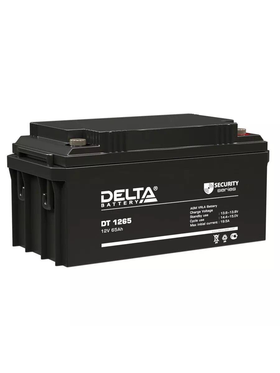 Аккумулятор DELTA DT 1265 12V 65Ач А 350x167x173 обр. пол.