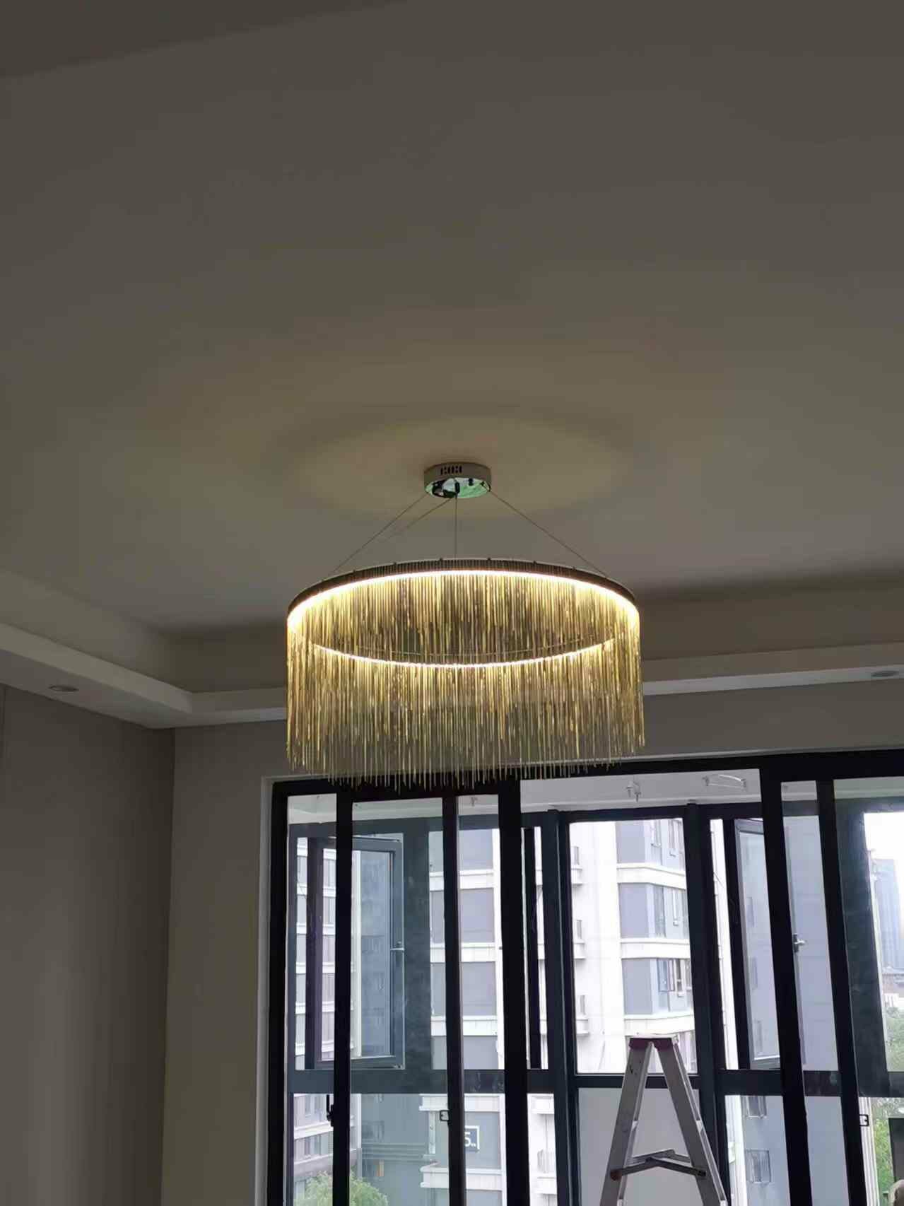 Люстра с бахромой в модном стиле, минималистичная и с налётом роскоши, 40 см, три цвета света