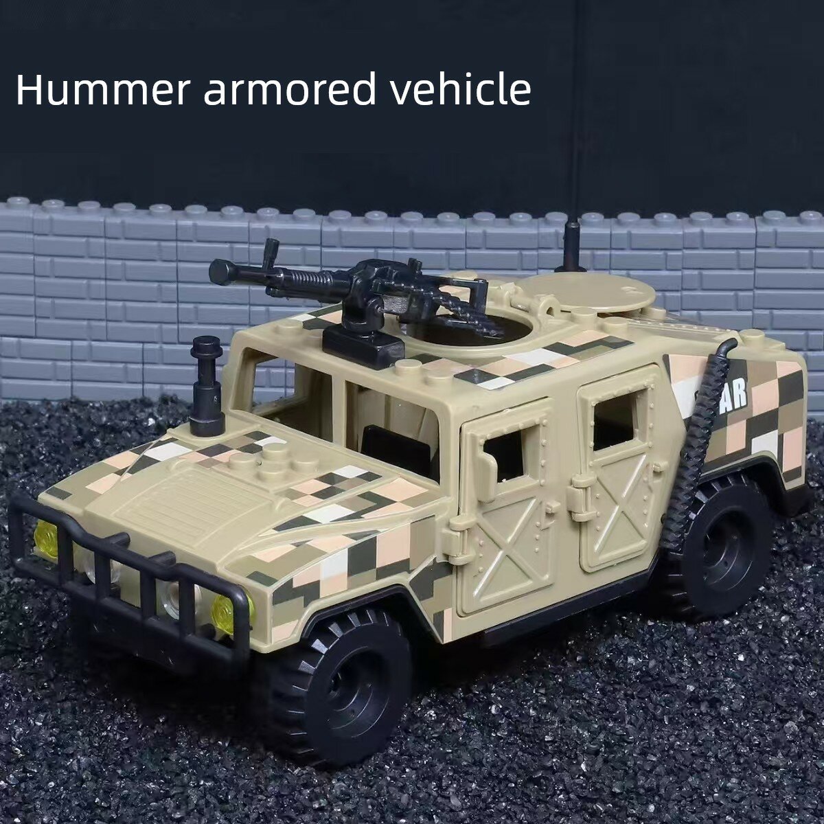 Желтый военный грузовик Humvee с возможностью сидения, собираемая игрушка совместимая с LEGO