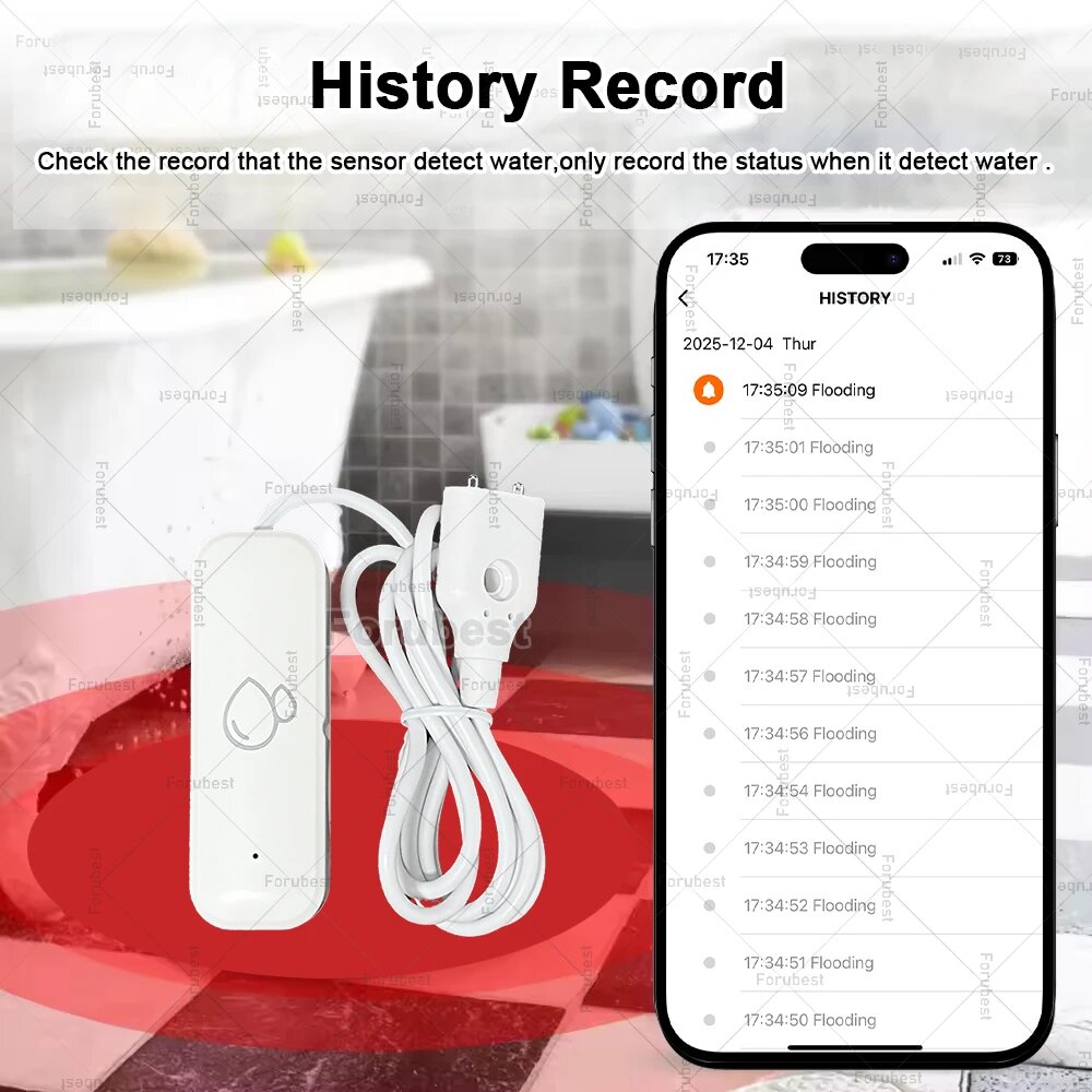 Датчик протечки воды Tuya Smart Zigbee, детектор затопления, удаленный мониторинг через приложение, требуется шлюз, поддержка Home Assistant, Zigbee2mqtt — фото 1