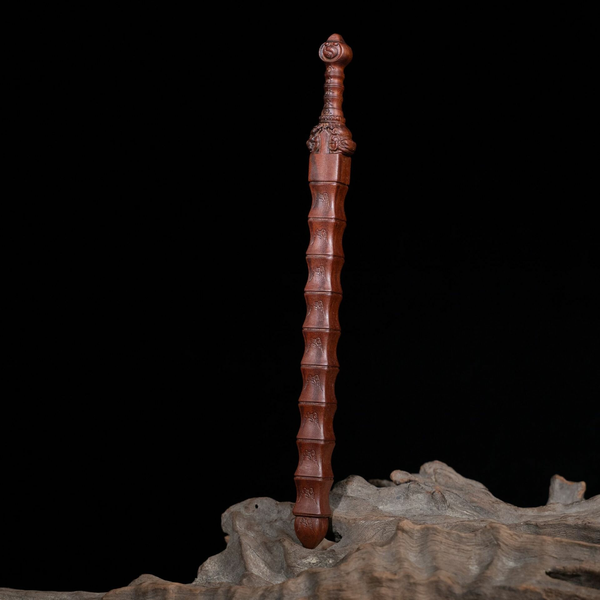 Древесина Танхэнь, древесина ююба, божественный посох «Дракон-Тигр», резной крест, девятисекционный посох Тяньцзин, символ грома, малый меч, меч пяти элементов, старинный материал, даосский.