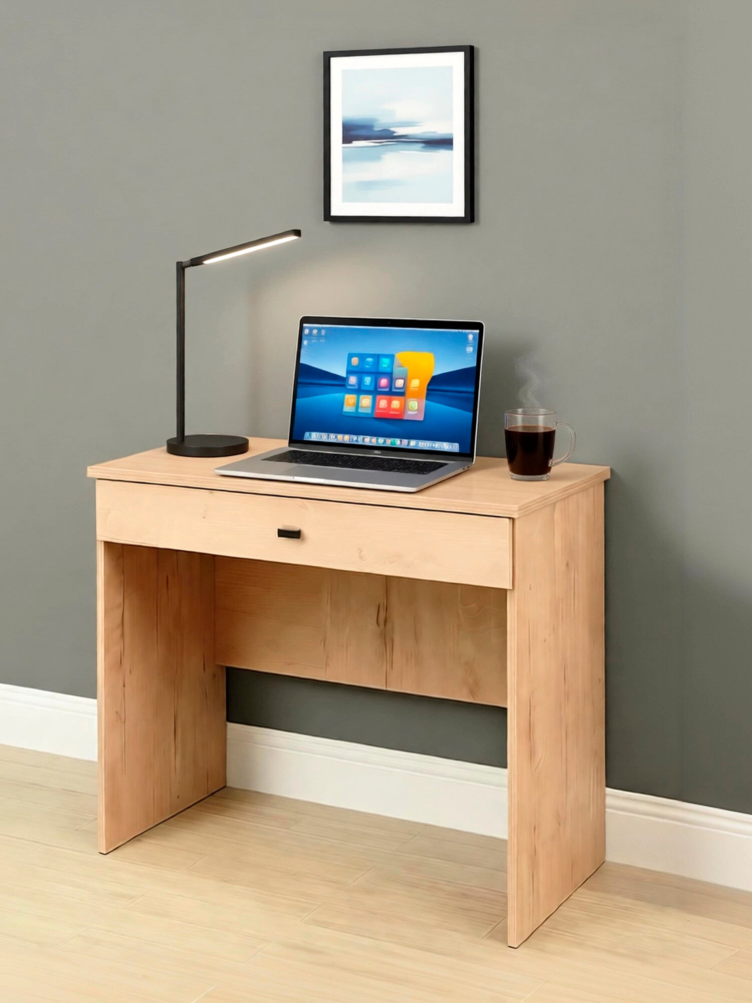 Стол письменный, с ящиком, ЛДСП, прямой угол, цвет "Дуб Ирландский"