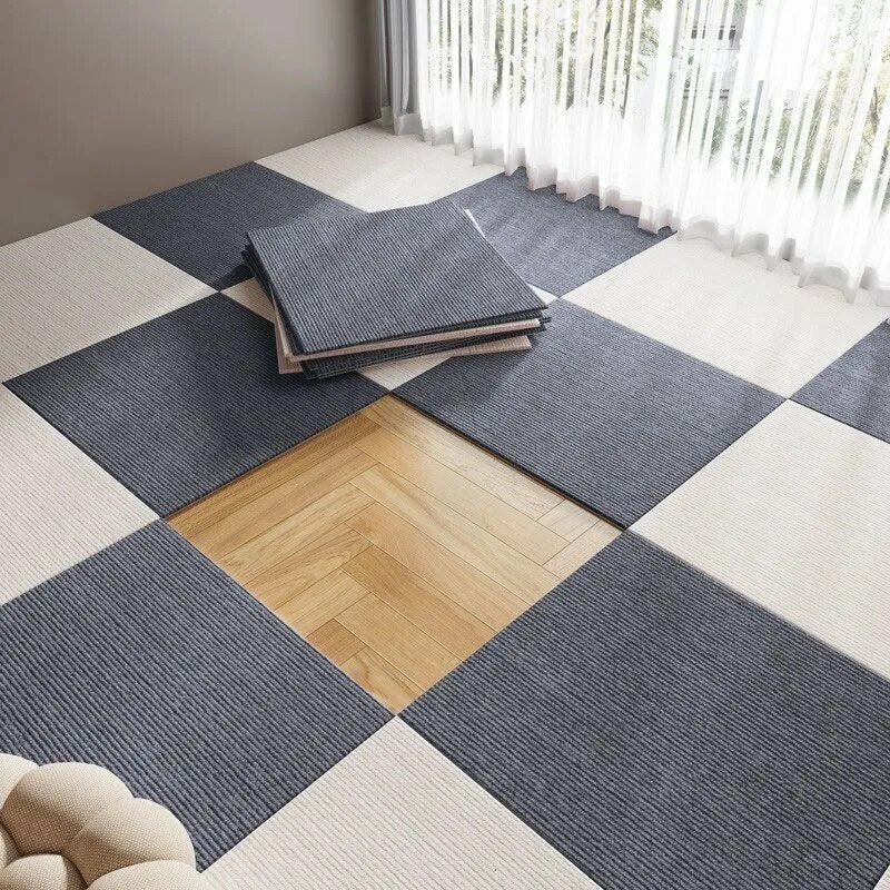 Теплая белая + темно-серая ковровая плитка 60 см x 60 см* 10 штук/3,6 квадратных метра