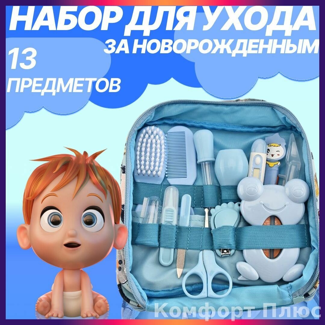 Набор для ухода за новорожденным маме и малышу (голубой)