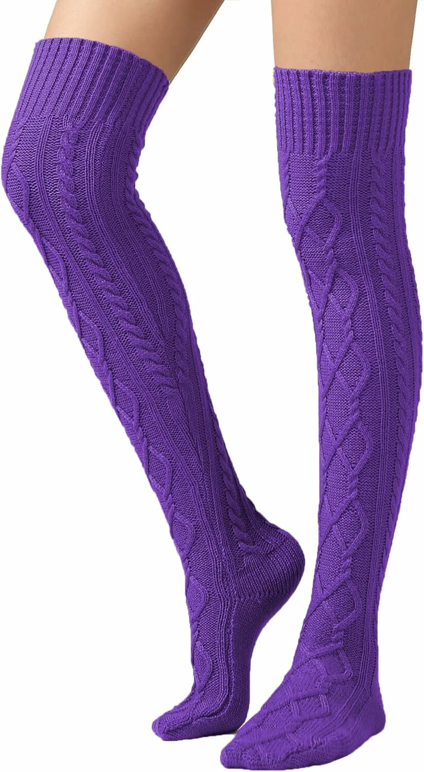 Женские вязаные носки-гольфы выше колена, удлиненные зимние чулки, теплые гетры