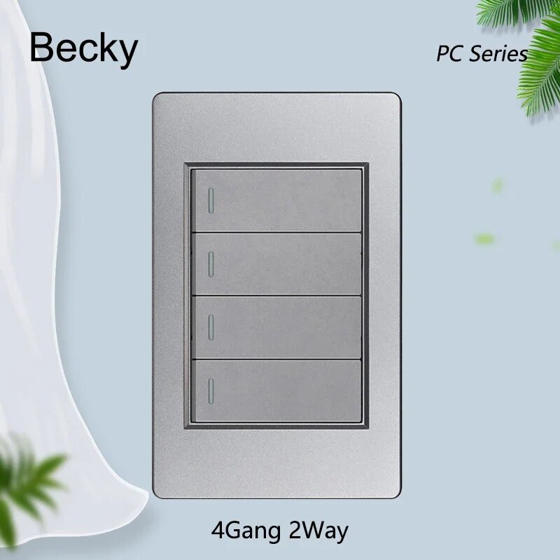 Серый выключатель 4Gang 2Way PC Series