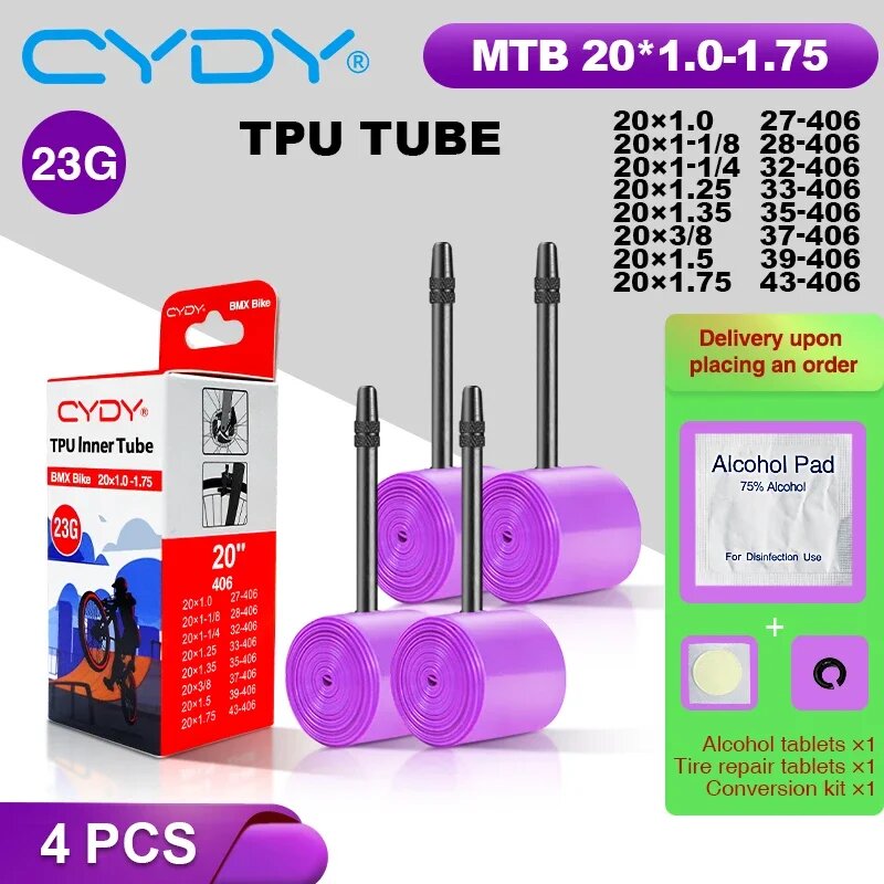 CYDY MTB Bike 406 20x1,0-1,75 камера из ТПУ 20x1.0-1.75 65mm 4PC